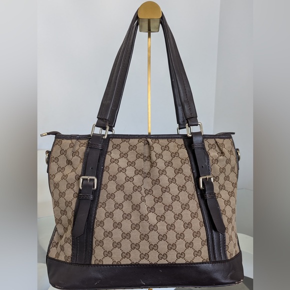 Gucci | Bags | Gucci Tan And Dark Brown Vintage Monogram Handbag | Poshmark